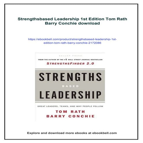Strengthsbased Leadership 1st Edition Tom Rath Barry Conchie | PDF