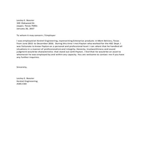 Letter of recommendation Enterprise | DOCX
