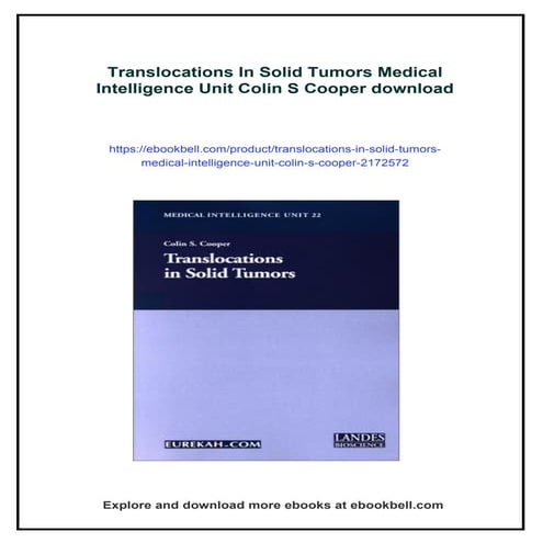 Translocations In Solid Tumors Medical Intelligence Unit Colin S Cooper ...