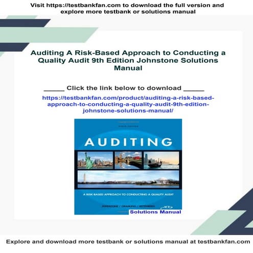Download full Auditing A Risk-Based Approach to Conducting a Quality Audit 9th Edition Johnstone ...