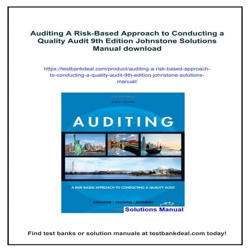 Auditing A Risk-Based Approach to Conducting a Quality Audit 9th Edition Johnstone Solutions ...