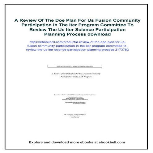 A Review Of The Doe Plan For Us Fusion Community Participation In The ...