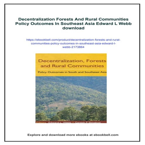 Decentralization Forests And Rural Communities Policy Outcomes In ...