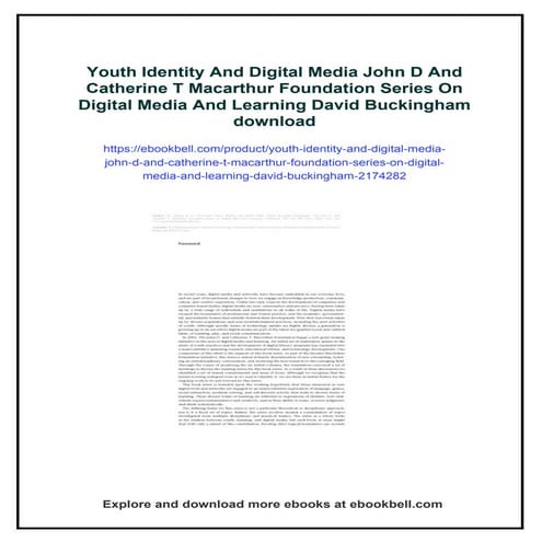 Youth Identity And Digital Media John D And Catherine T Macarthur ...