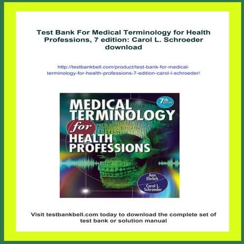 Test Bank For Medical Terminology for Health Professions, 7 edition ...