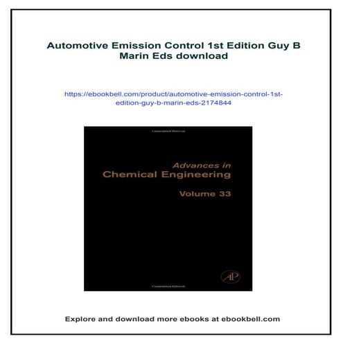 Automotive Emission Control 1st Edition Guy B Marin Eds | PDF
