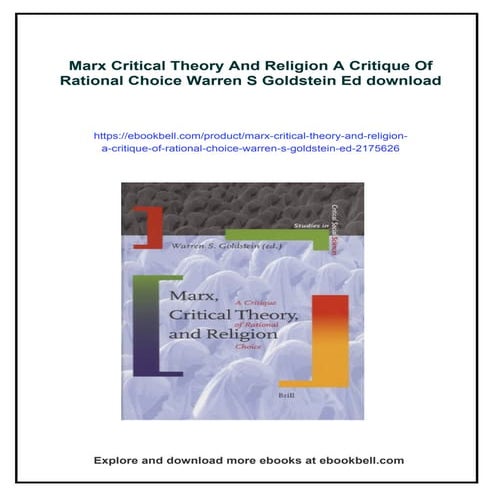 Marx Critical Theory And Religion A Critique Of Rational Choice Warren ...