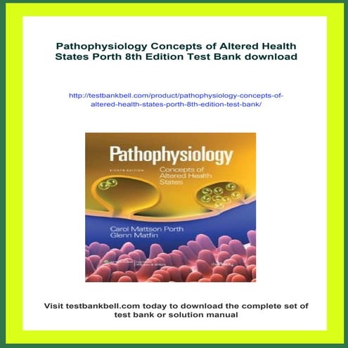 Pathophysiology Concepts of Altered Health States Porth 8th Edition ...