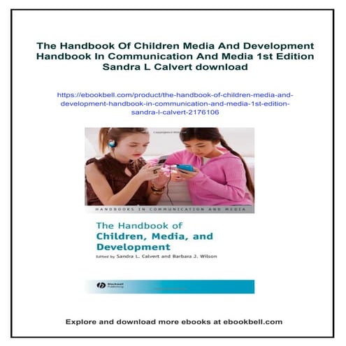 The Handbook Of Children Media And Development Handbook In ...