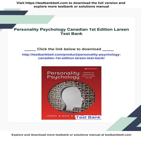 Personality Psychology Canadian 1st Edition Larsen Test Bank | PDF