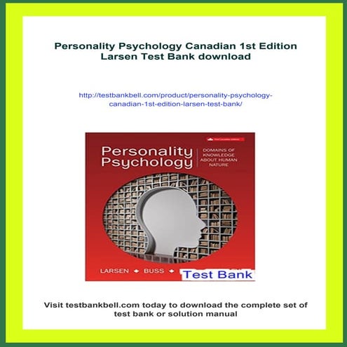 Personality Psychology Canadian 1st Edition Larsen Test Bank | PDF