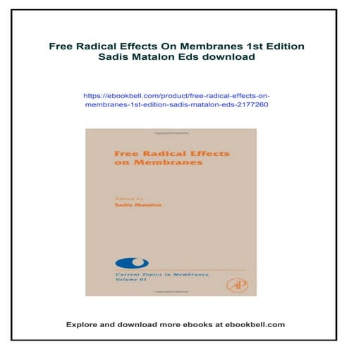 Free Radical Effects On Membranes 1st Edition Sadis Matalon Eds | PDF