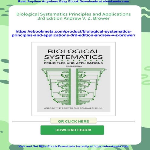Biological Systematics Principles and Applications 3rd Edition Andrew V ...