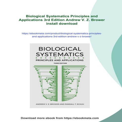 Biological Systematics Principles and Applications 3rd Edition Andrew V ...