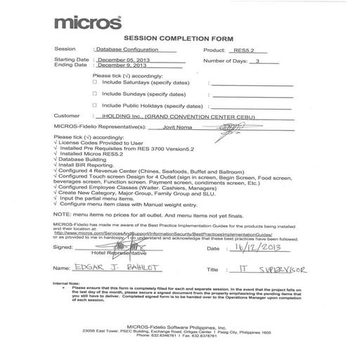 MICROS DATABASE TRAINING | PDF