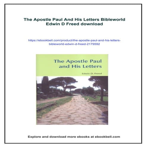 The Apostle Paul And His Letters Bibleworld Edwin D Freed | PDF