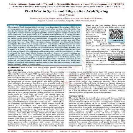 Civil War in Syria and Libya after Arab Spring | PDF