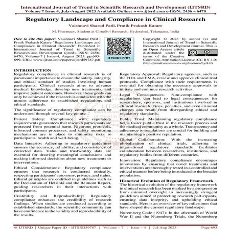 Regulatory Landscape and Compliance in Clinical Research | PDF ...