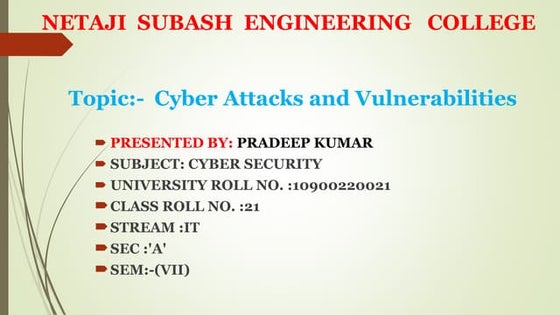 Cyber Security Introduction.pptx | Information and Network Security | Computing