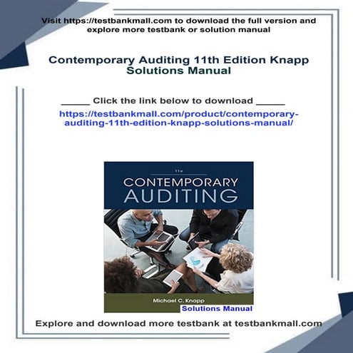 Get Contemporary Auditing 11th Edition Knapp Solutions Manual Free All ...