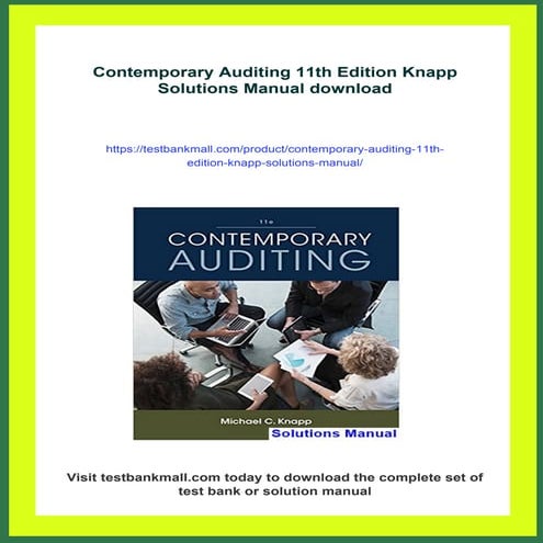 Contemporary Auditing 11th Edition Knapp Solutions Manual | PDF