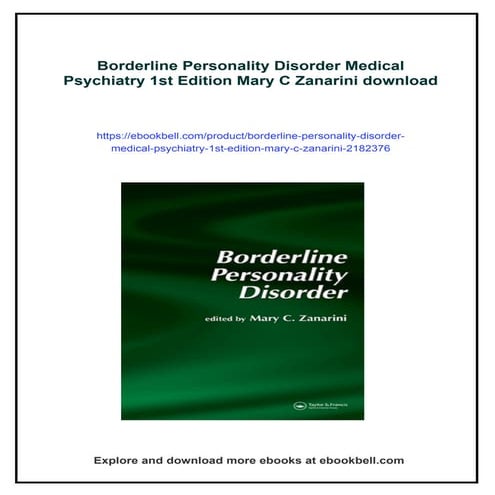 Borderline Personality Disorder Medical Psychiatry 1st Edition Mary C ...