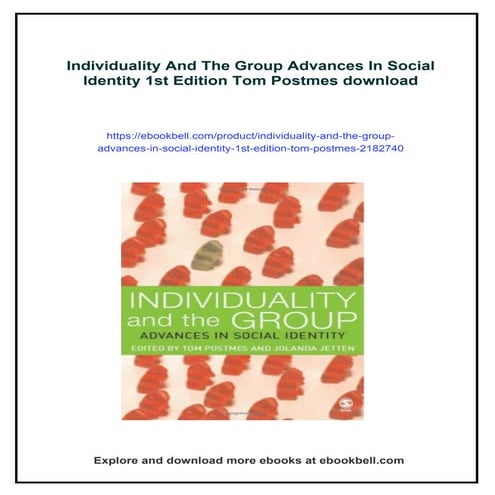 Individuality And The Group Advances In Social Identity 1st Edition Tom ...