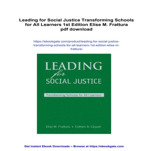 Leading for Social Justice Transforming Schools for All Learners 1st ...