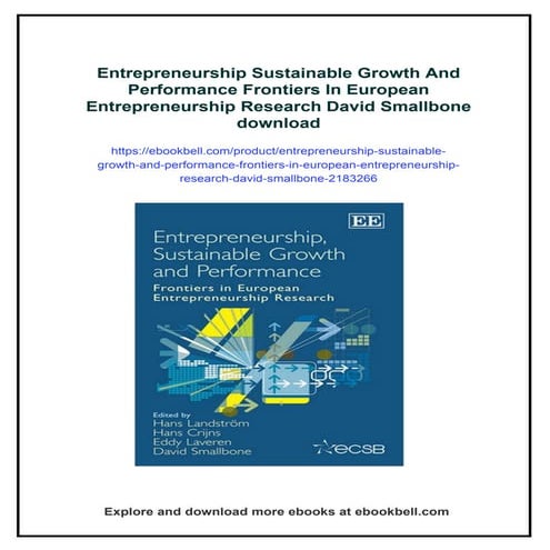 Entrepreneurship Sustainable Growth And Performance Frontiers In ...