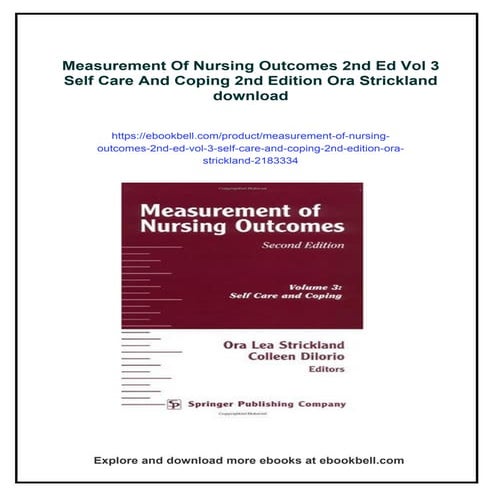 Measurement Of Nursing Outcomes 2nd Ed Vol 3 Self Care And Coping 2nd ...