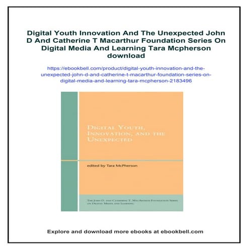 Digital Youth Innovation And The Unexpected John D And Catherine T Macarthur Foundation Series ...