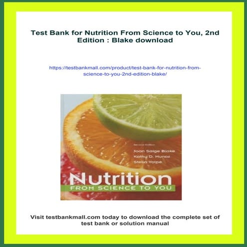 Test Bank for Nutrition From Science to You, 2nd Edition : Blake | PDF