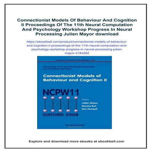 Connectionist Models Of Behaviour And Cognition Ii Proceedings Of The 11th Neural Computation ...
