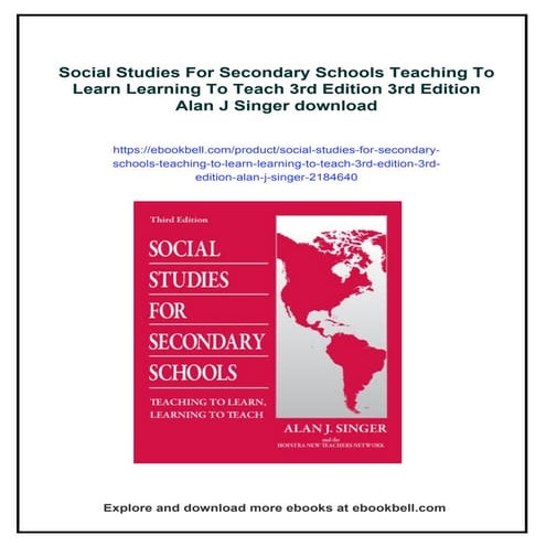 Social Studies For Secondary Schools Teaching To Learn Learning To ...