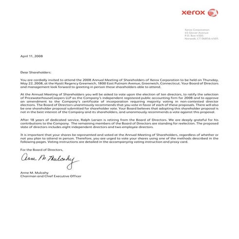 Xerox Proxy Statement | PDF