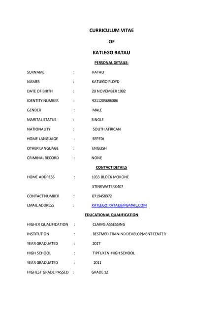 BLESSING CV - Copy | DOCX | Resume Writing and Advice | Job Search