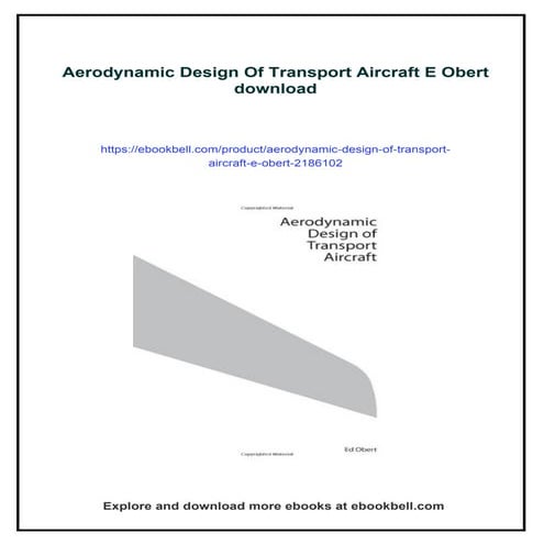Aerodynamic Design Of Transport Aircraft E Obert | PDF