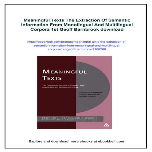 Meaningful Texts The Extraction Of Semantic Information From ...