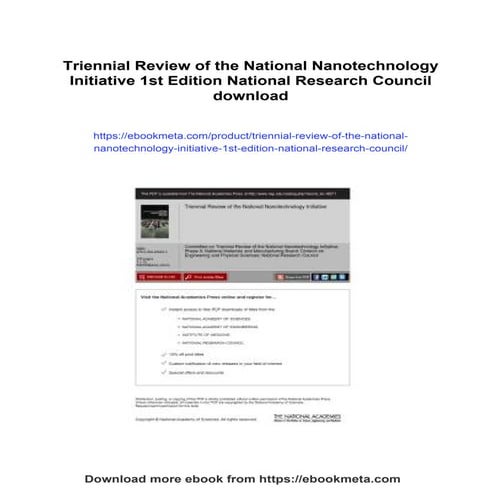 Triennial Review of the National Nanotechnology Initiative 1st Edition National Research Council ...