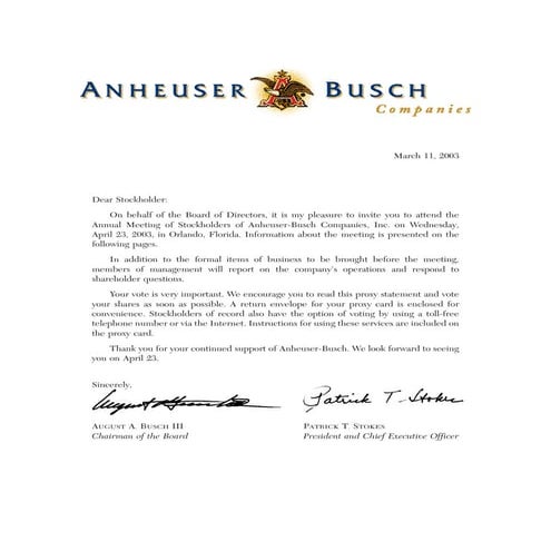 anheuser-busch ABProxy2003 | PDF