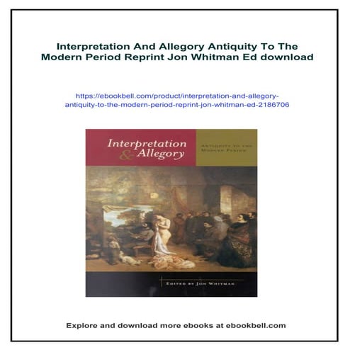 Interpretation And Allegory Antiquity To The Modern Period Reprint Jon ...