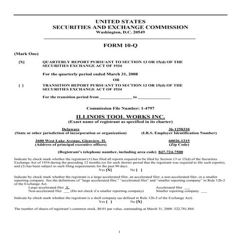 itw 10Q First 08 | PDF