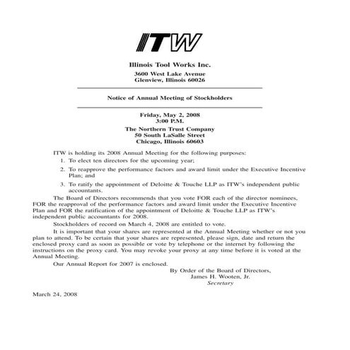 itw 2008proxy | PDF