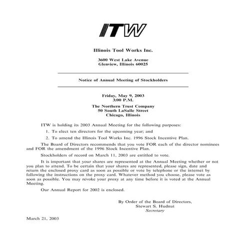 itw 2003 proxy | PDF