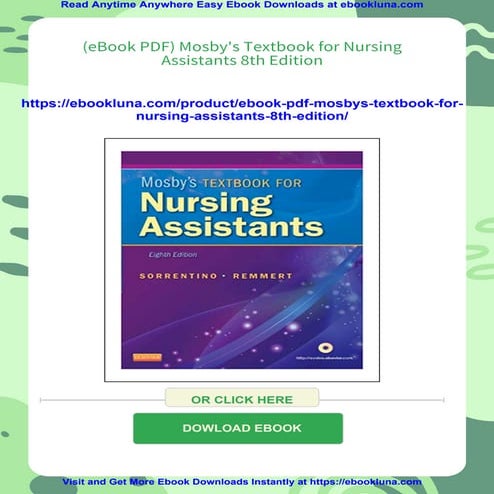 (eBook PDF) Mosby's Textbook for Nursing Assistants 8th Edition | PDF
