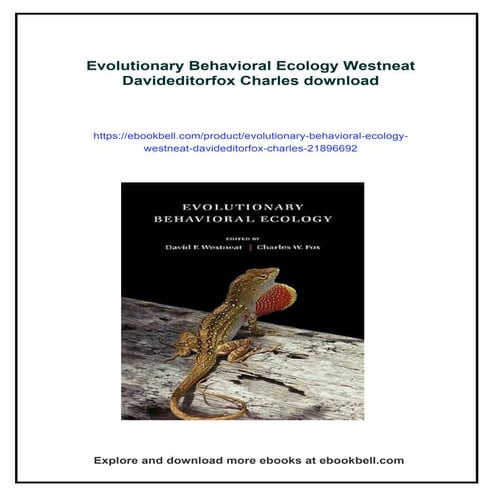 Evolutionary Behavioral Ecology Westneat Davideditorfox Charles | PDF