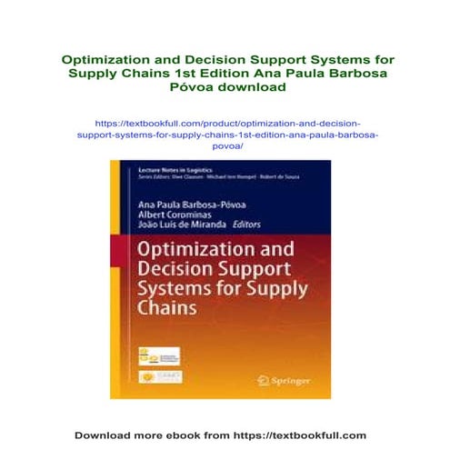 Optimization and Decision Support Systems for Supply Chains 1st Edition ...