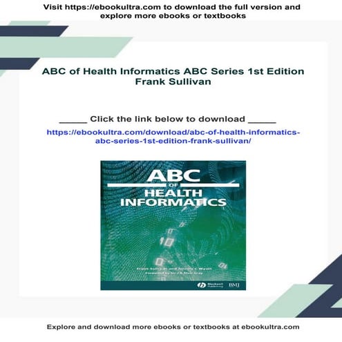 ABC of Health Informatics ABC Series 1st Edition Frank Sullivan | PDF