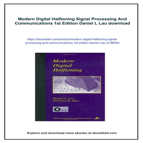 Modern Digital Halftoning Signal Processing And Communications 1st Edition Daniel L Lau | PDF