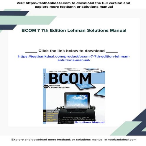 BCOM 7 7th Edition Lehman Solutions Manual | PDF